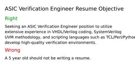 Top 18 Asic Verification Engineer Resume Objective Examples
