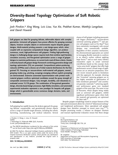 Pdf Diversity‐based Topology Optimization Of Soft Robotic Grippers