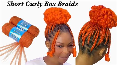 Short Curl Box Braid Using Brazilian Wool Knotless Braids Short Curls Braids Curled Box Braids