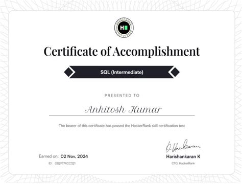 ankitosh kumar on linkedin sql hackerrank dataskills lifelonglearning