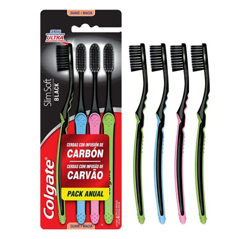 Kit Escova De Dente Colgate Slim Soft Black 4 Unidades Oferta Droga Raia