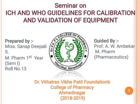 Dation Of Equipment Ich And Who Guidelines For Calibration And
