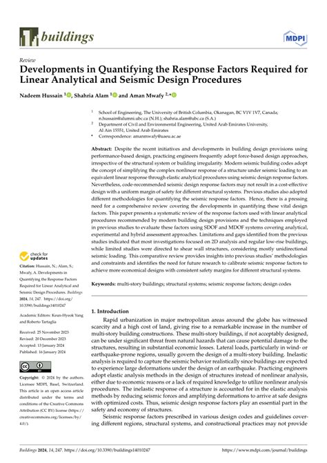 Pdf Developments In Quantifying The Response Factors Required For Linear Analytical And