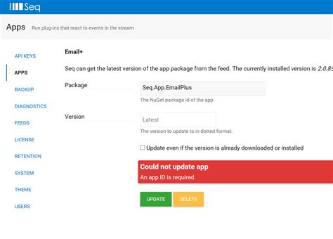 Cant Update Installed Apps · Issue 723 · Datalustseq Tickets · Github