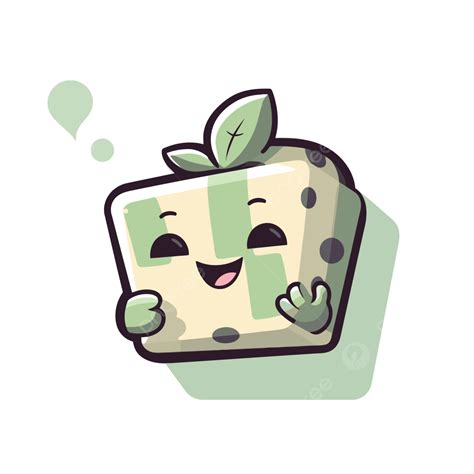 과일 큐브는 그의 머리에 잎이 있는 귀여운 만화 캐릭터입니다 클립 아트 벡터 만화와 스티커 디자인 절연 확인 상표 Png 일러스트 및 벡터 에 대한 무료 다운로드