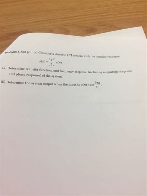 solved consider a discrete lti system with the impulse