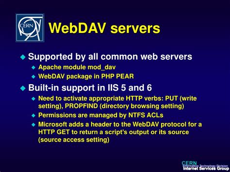 ppt web based file systems and webdav gateway services to cern dfs