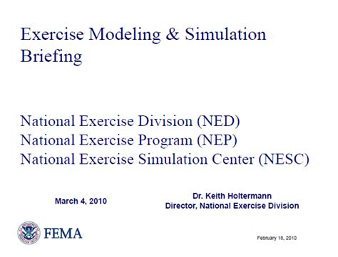 FEMA Exercise Modeling Simulation Briefing Public Intelligence