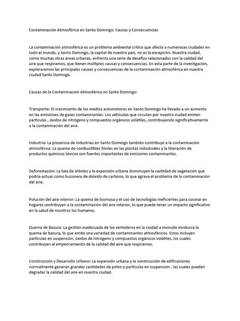 Contaminación Atmosférica En Santo Domingo Descargar Gratis Pdf