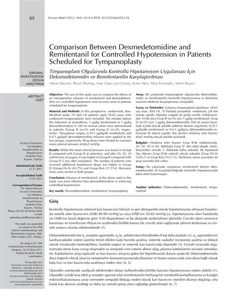 Pdf Comparison Between Dexmedetomidine And Remifentanil For Controlled Hypotension In Patients