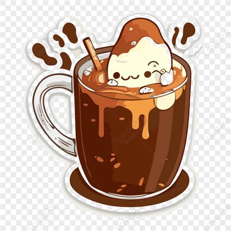 핫초코 컵 클립 아트를 보여주는 스티커 벡터상표 Png 일러스트 무료 다운로드 Lovepik