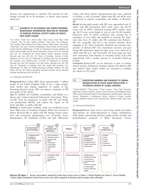 Pdf 39 Feasibility Of An Evidence And Theory Informed Behavioural Intervention ‘beactive Hf
