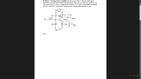 Problem Common Source Amplifier For The Circuit Chegg Com