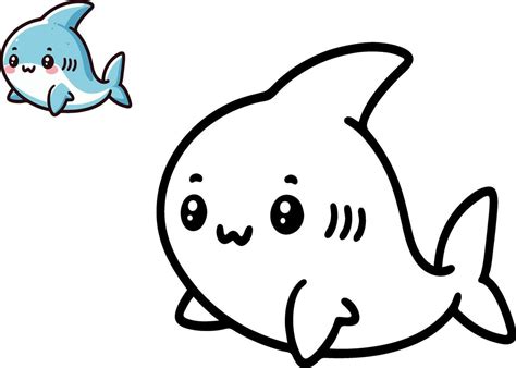 Illustration Of Educational Coloring Book Vector Cute Cartoon Shark 38899345 Vector Art At