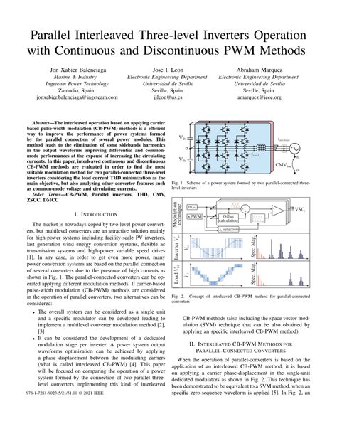 Pdf Parallel Interleaved Three Level Inverters Operation With