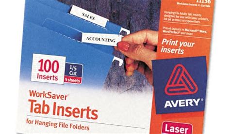 Avery Hanging File Folder Labels Template Avery Printable Inserts For