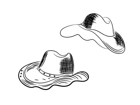 Premium Vector A Black And White Drawing Of A Hat And A Hat