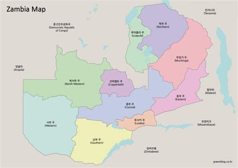 잠비아 지도 3가지 종류 무료 다운로드 Green Blog