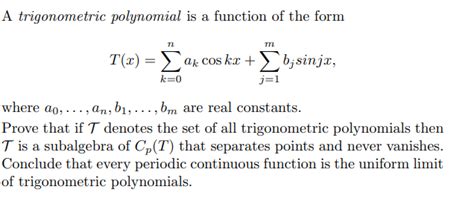 Solved A Trigonometric Polynomial Is A Function Of The Form