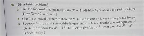 solved 16 [divisibility problems] a use the binomial theorem