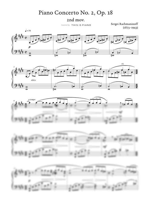 악보 S Rachmaninoff 라흐마니노프 Piano Concerto No 2 2nd Movt 피아노 협주곡 2