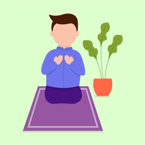 라마단 기간 동안 기도하는 이슬람교도의 그림 프리미엄 벡터