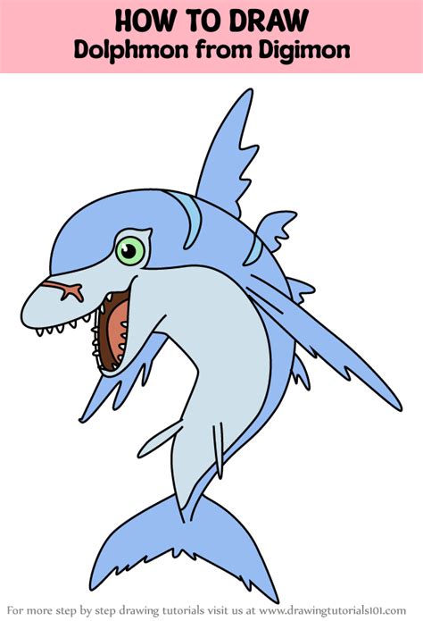 How To Draw Dolphmon From Digimon Digimon Step By Step