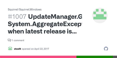 updatemanager githubupdatemanager system aggregateexception when latest release is pre release
