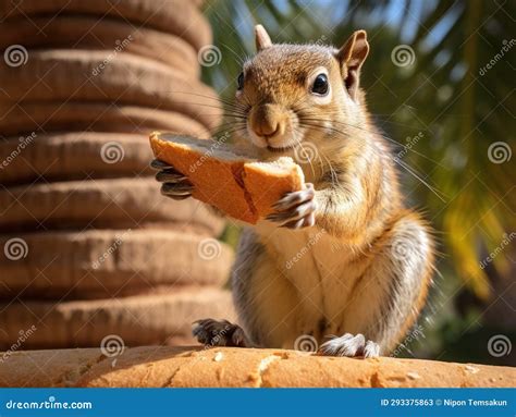 Indian Palm Squirrel With Bread Slice Stock Illustration Illustration
