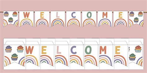 Muted Rainbow Themed Welcome Swallowtail Display Bunting