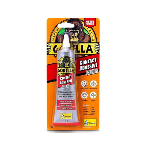 Gorilla Contact Adhesive Clear 75g 24 Pack Fast Setting Waterproof