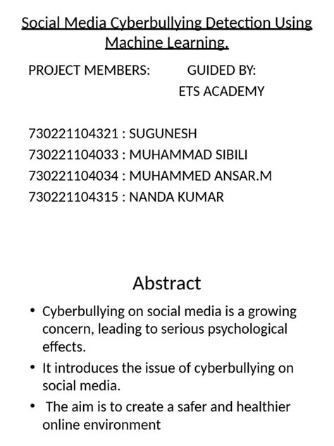 Batch 13 Social Media Cyberbullying Detection Using Machine Learning
