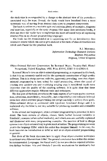 Pdf Object Oriented Software Construction