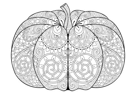 Complex Coloring Of A Large Pumpkin Halloween Coloring Pages