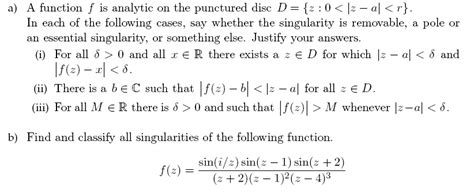 solved a a function f is analytic on the punctured disc d