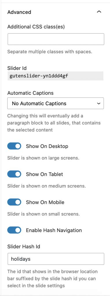 Hash Navigation Gutenslider