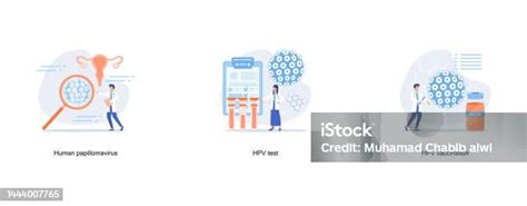 의사는 인간 유두종 바이러스 Hpv 인간 유두종 바이러스 테스트 키트 Hpv 예방 접종 자궁 경부암 방지 인간 유두종 바이러스 예방 접종 프로그램 개념 평면 벡터 현대 그림