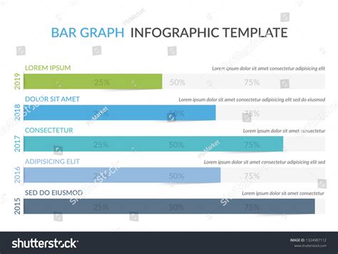 Vektor Stok Horizontal Bar Graph Template Five Rows Tanpa Royalti
