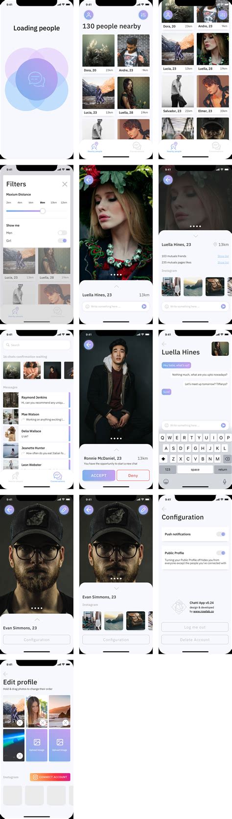 Chati 陌生人社交应用界面16图库网精选sketch素材 16图库素材网