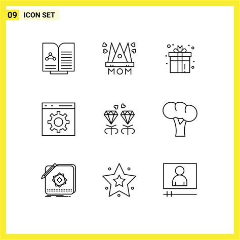 9 User Interface Outline Pack Of Modern Signs And Symbols Of Programming Develop Woman Coding