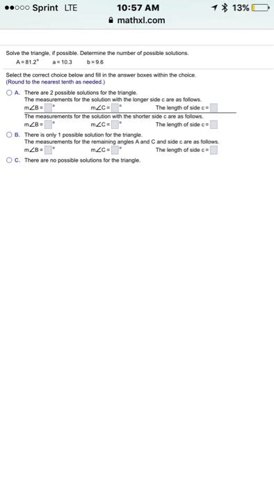 Solved Solve The Triangle If Possible Determine The Number