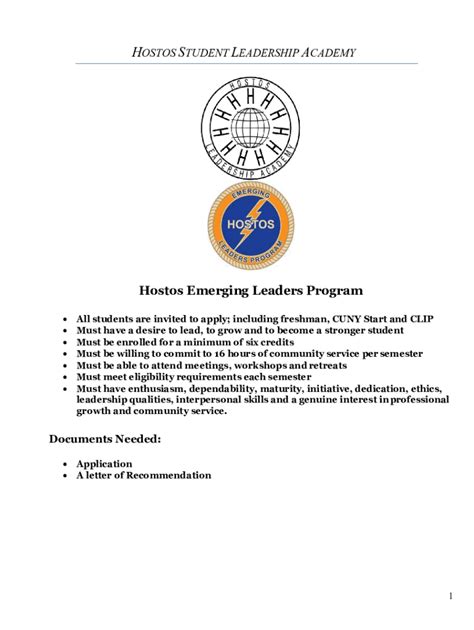 Fillable Online 2020 2021 Hostos Emerging Leaders Program Application Form Hostos Emerging