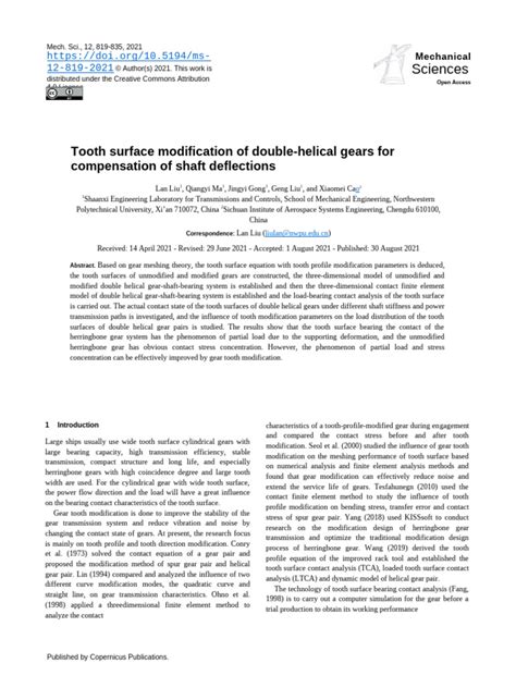 Liu Et Al 2021 Tooth Surface Modification Of Double Helical Gears