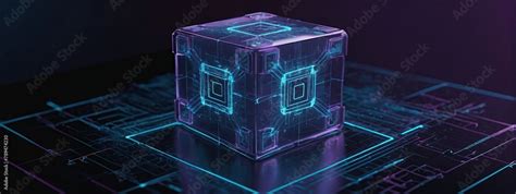 Abstract Digital Data Cube In Technology Futuristic Wireframe Style Isometric Polygonal 3d Box