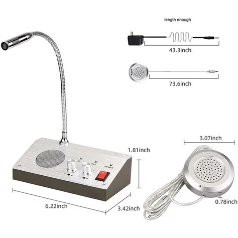 Window Intercom Speaker Sliver Counter Intercom System For Bank Stock Office Hospital Post
