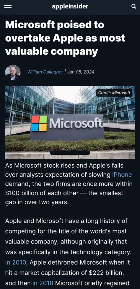 Microsoft Is About To Overtake Apple As The Worlds Most Valuable
