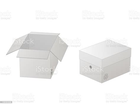 현실적인 백색 판지 종이 상자 윤곽선 흰색 배경으로 아름 다운 두 벡터 3차원 형태에 대한 스톡 벡터 아트 및 기타 이미지