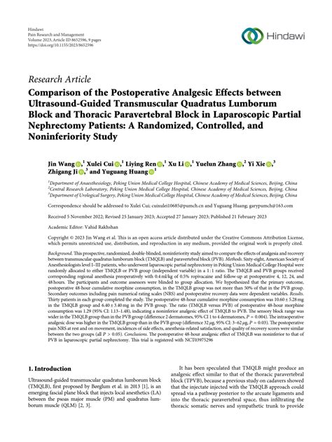 Pdf Comparison Of The Postoperative Analgesic Effects Between Ultrasound Guided Transmuscular