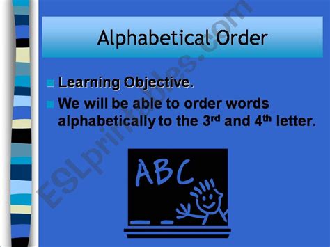 Esl English Powerpoints Alphabetical Order