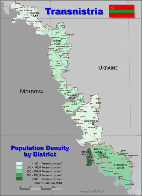 Map Transnistria Popultion Density By Administrative Division